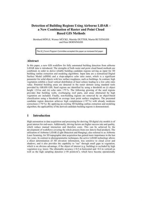 Pdf Detection Of Building Regions Using Airborne Lidar A New