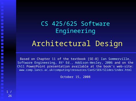 PPT CS Software Engineering Architectural Design Based On Chapter Of The