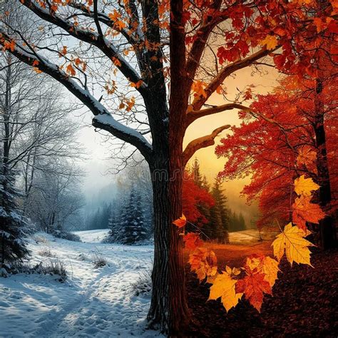 Winter And Autumn Stock Illustration Illustration Of Morning 434029776