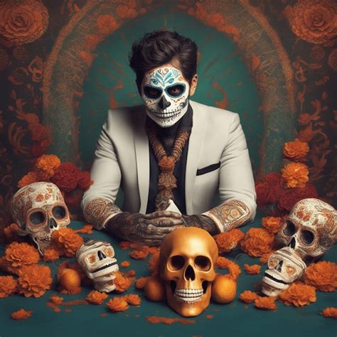 Premium Ai Image Day Of The Dead Remembrance Day Skull Decorated With