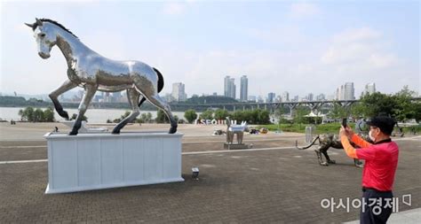 포토 한강 변에 설치된 조각 세상