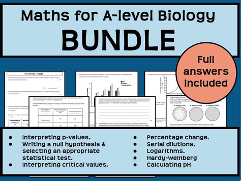 A Level Biology Maths Skills Worksheet Bundle Teaching Resources