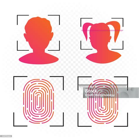 臉部與觸控 Id 符號集向量圖形及更多一組物體圖片 一組物體 互聯網 人 Istock