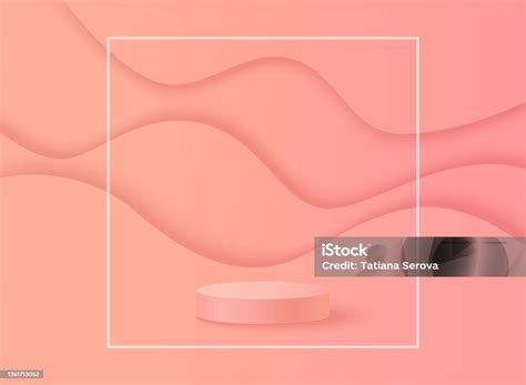 3d 씬 디스플레이 제품 쇼케이스 모형 최소한의 핑크 컬러 실린더 연단은 당신의 디자인에 대한 물결 모양의 배경스탠드 미래