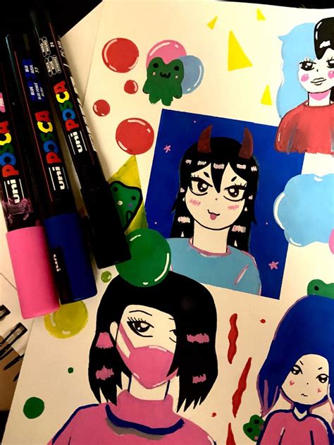 Posca Pen Marker Paint Artwork Drawing Art Tutorial Inspiration Frogs Colorful Neon Pink Red