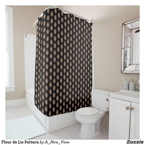 Fleur De Lis Pattern Shower Curtain Black Shower Curtains Patterned
