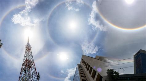 เห็นชัดทั้งวง แชร์กันรัวๆ พระอาทิตย์ทรงกลด คอหวยเช็กเลขสวยด่วน