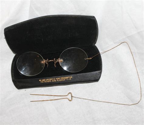 Bargain Johns Antiques Antique Frameless Glasses 10k Gold Pince Nez W Hairpin Nose Pinch