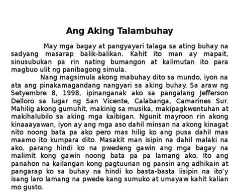 Mga Halimbawa Ng Talambuhay Pls Pa Help Po Asap Kahit Kunin Nyo Po Ang