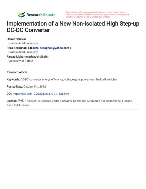 Pdf Implementation Of A New Non Isolated High Step Up Dc Dc Converter