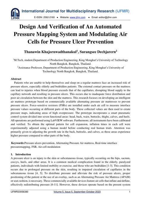 Pdf Design And Verification Of An Automated Pressure Mapping System