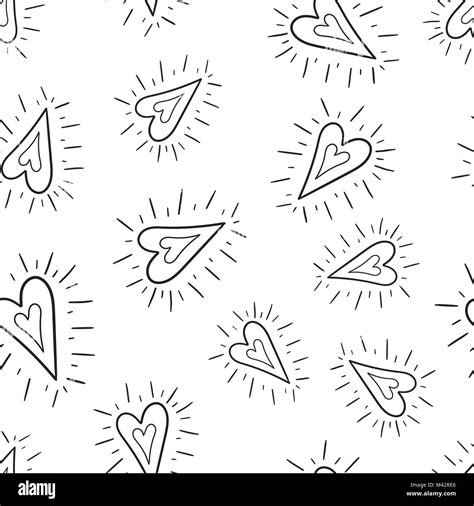 Hand Drawn Hearts Seamless Pattern Background Business Flat Vector