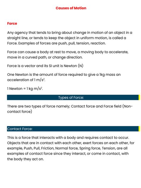 15 Causes Of Motion Force Pdf Force Acceleration