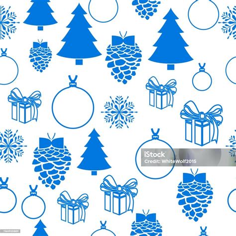 흰색 배경에 메리 크리스마스 블루 요소입니다 Zentangl과 낙서의 요소로 만든 원활한 그래픽 패턴 포장지 일러스트 12월에 대한 스톡 벡터 아트 및 기타 이미지 Istock