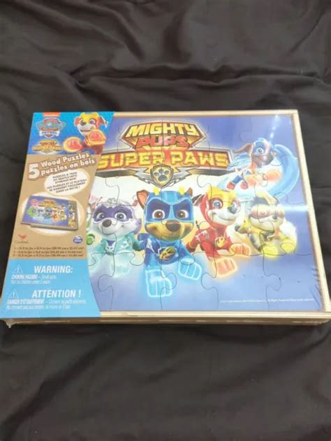 NICKELODEON PAW PATROL Mighty Pups Super Paws Wood Puzzles W Storage Box EUR PicClick FR
