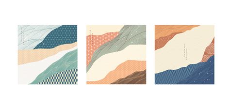 손으로 그린 웨이브 요소 벡터와 일본어 패턴 빈티지 스타일의 기하학적 템플릿 배너 디자인과 추상 미술 배경 자연의 무늬에 대한 스톡 벡터 아트 및 기타 이미지 Istock