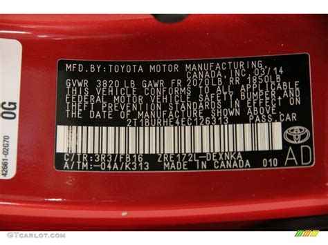 2014 Corolla Color Code 3r3 For Barcelona Red Metallic Photo 107436760