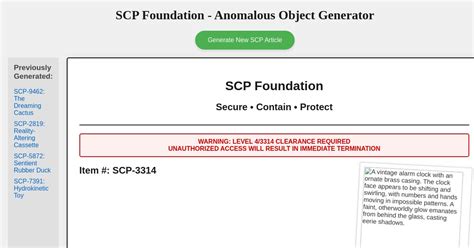 Scp Foundation Anomalous Object Generator