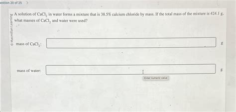 Solved Estion 20 Of 25 Nan A Solution Of CaCl 2 In Water Chegg