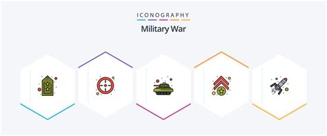 Military War 25 Filledline Icon Pack Including Bomb Star Army Tank