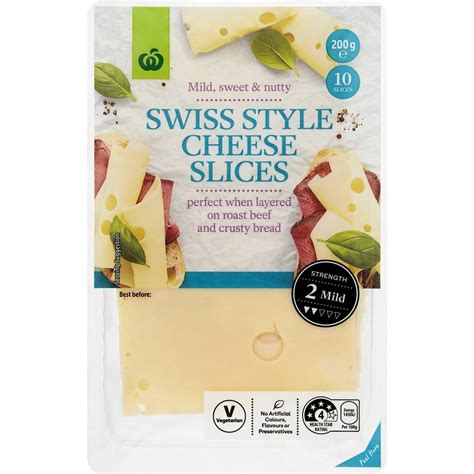 Woolworths Swiss Cheese Slices 200g Woolworths