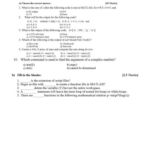 Solved A Choose The Correct Answer 10 Marks 1 What Is