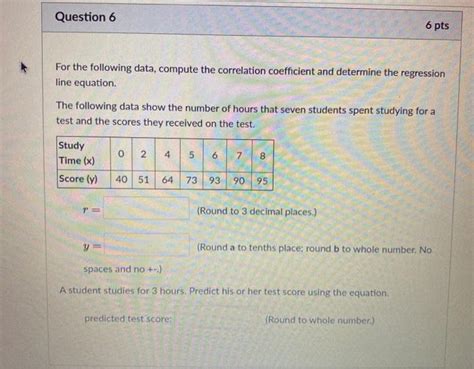 solved question 6 6 pts for the following data compute the