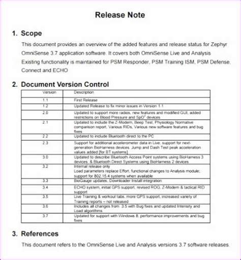 Release Notes Template Doc Midi