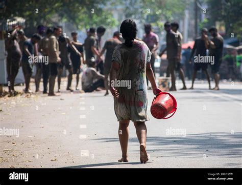 Revellers Palying Mud To Celebrate Holi The Hindu Spring Festival Of
