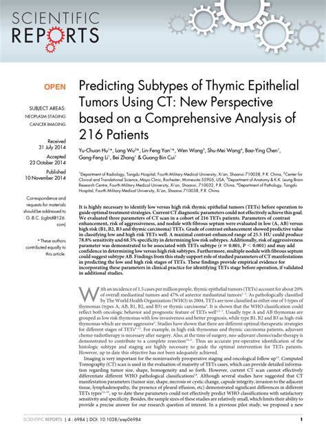 Pdf Predicting Subtypes Of Thymic Epithelial Tumors Using Ct New