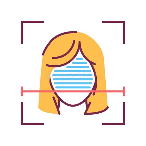 Identification Face On Smartphone Color Line Icon Scanning App On Screen Id And Verifying