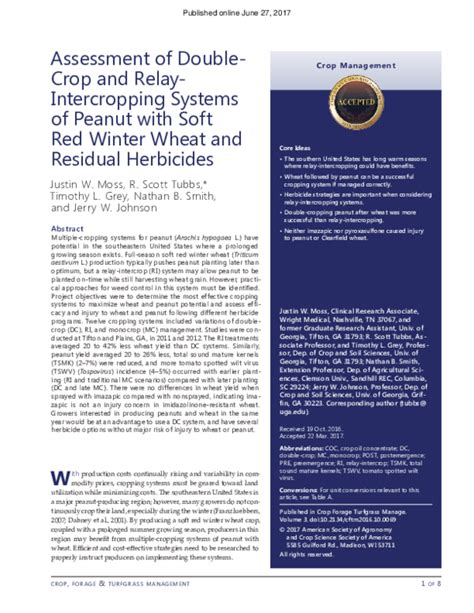 Pdf Assessment Of Double Crop And Relay Intercropping Systems Of