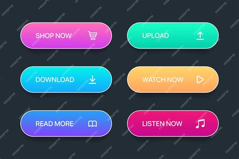 Premium Vector 3d Click Here Web Buttons Click More Download Buy Read Learn Shear Follow Add