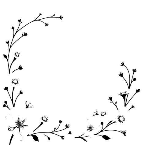 Flower Corner Design Black And White