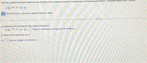 solved use the laplace transform table and the linearity of
