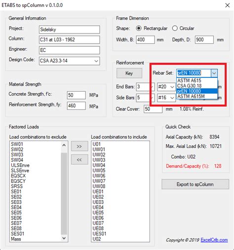 Etabs To Spcolumn Plugin Excel Crib