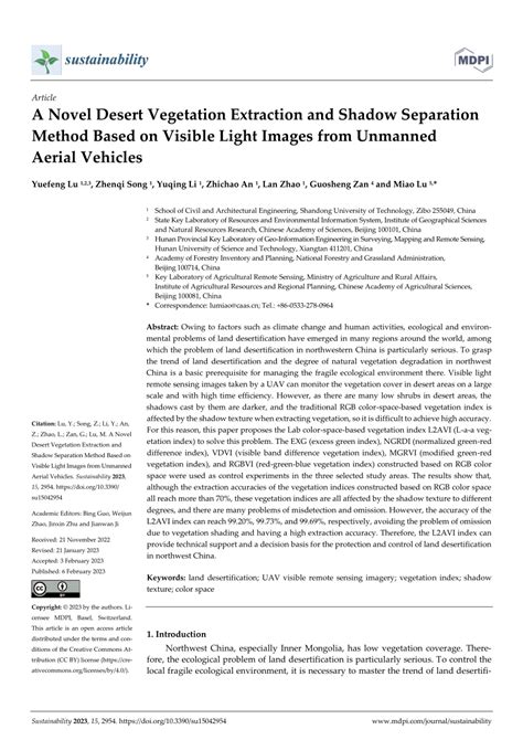 Pdf A Novel Desert Vegetation Extraction And Shadow Separation Method