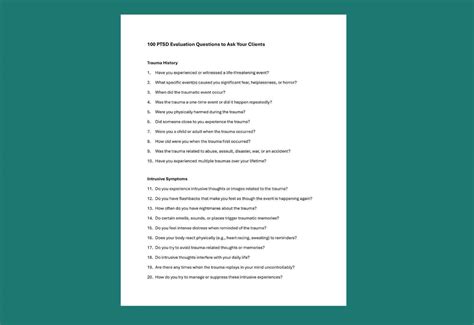 100 Ptsd Evaluation Questions Pdf Templates Bundle Therapybypro