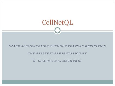 Cell Net QL IMAGE SEGMENTATION WITHOUT FEATURE DEFINITION