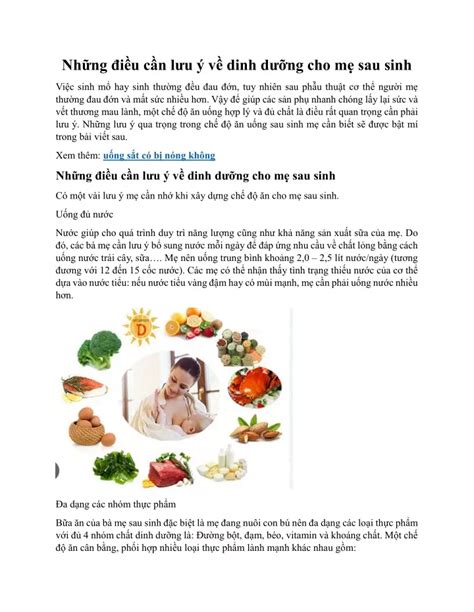 PPT Những điều cần lưu ý về dinh dưỡng cho mẹ sau sinh PowerPoint