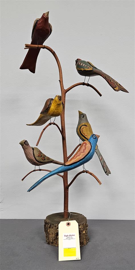 Fine Folk Art Bird Tree By Daniel Strawser Auction