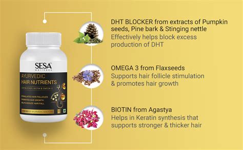 Sesa Ayurvedic Hair Nutrients Plant Based Dht Blocker Biotin And Omega