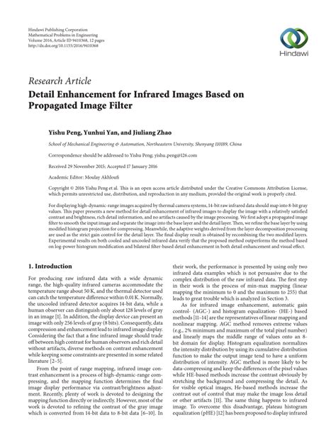 pdf detail enhancement for infrared images based on propagated image
