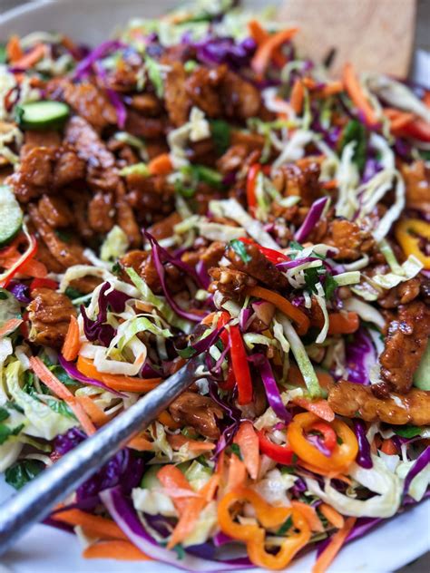 Sesame Ginger Tempeh Asian Salad Tasty As Fit