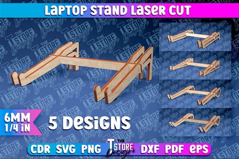 Wooden Laptop Stand Laser Cut Computer Holder Stand Svg Cnc Files