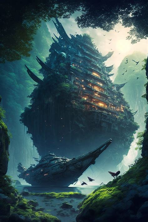 Fantasy Ship In A Mysterious Landscape