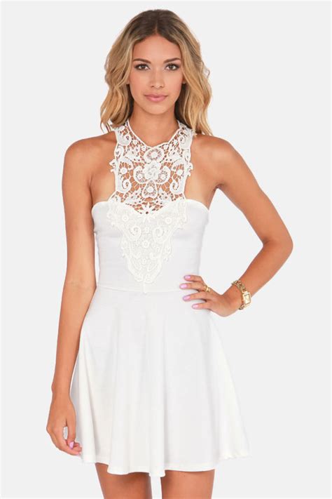 Pretty Ivory Dress Lace Dress Halter Dress 4300 Lulus