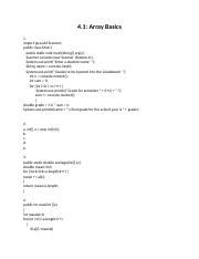 4 1 Arrays Docx 4 1 Array Basics 1 Import Java Util Scanner Public