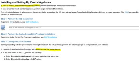 Aruba Central Default Username And Password After Installing Iso Image