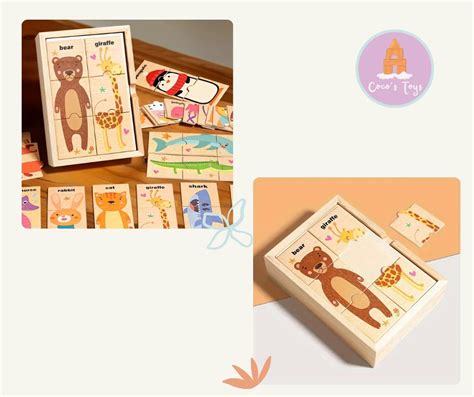 Cocos Toys • კოკოს სათამაშოები 📸 ხის პაზლების ნაკრები სახალისო და